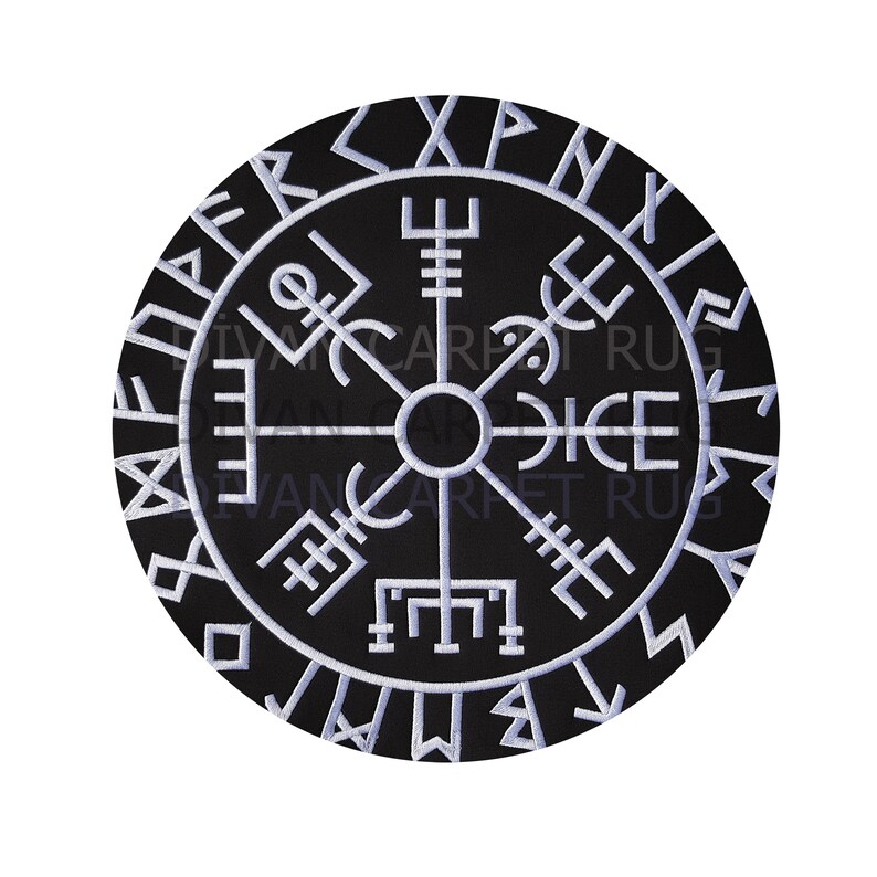 Helm of Awe Symbol Rug, Viking Compass Rug, Mythological Saga Carpet ...