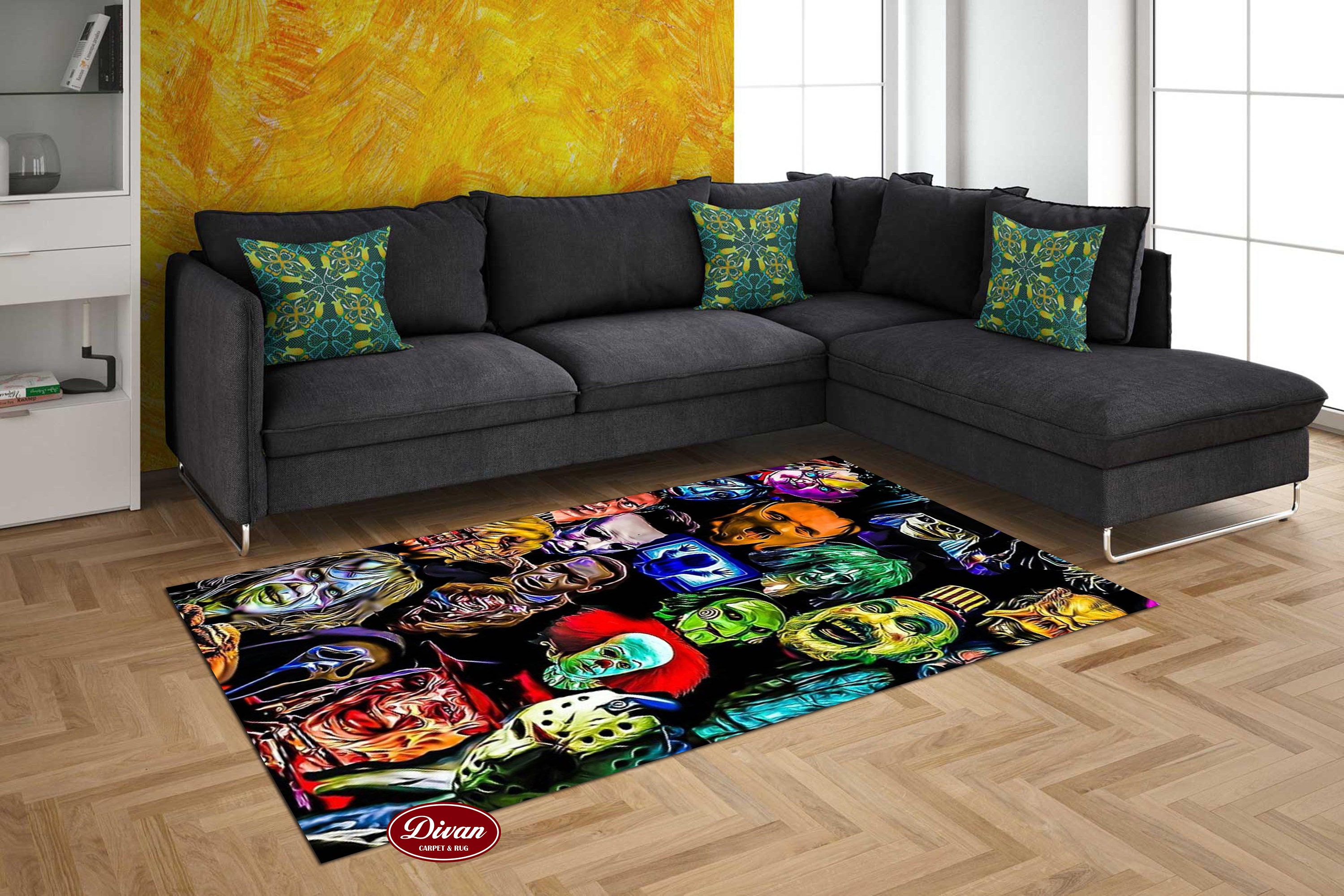 Horror Movie Rug,halloween Rug, Horror Movie Characters Area Rug, Rugs ...