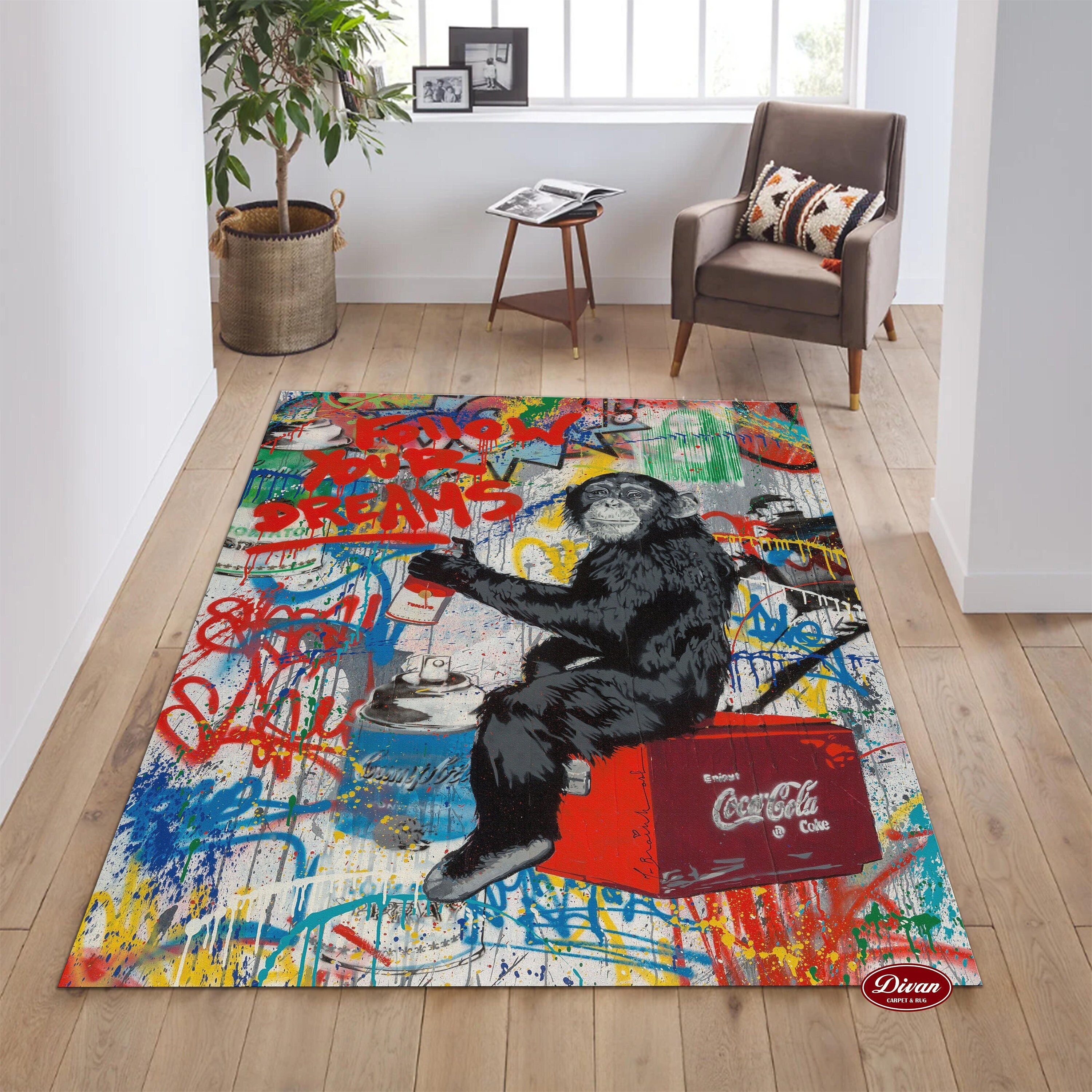 Pop Art Graffiti Rug, Banksy Artist Style Rug, Area Rug,abstract Rug ...