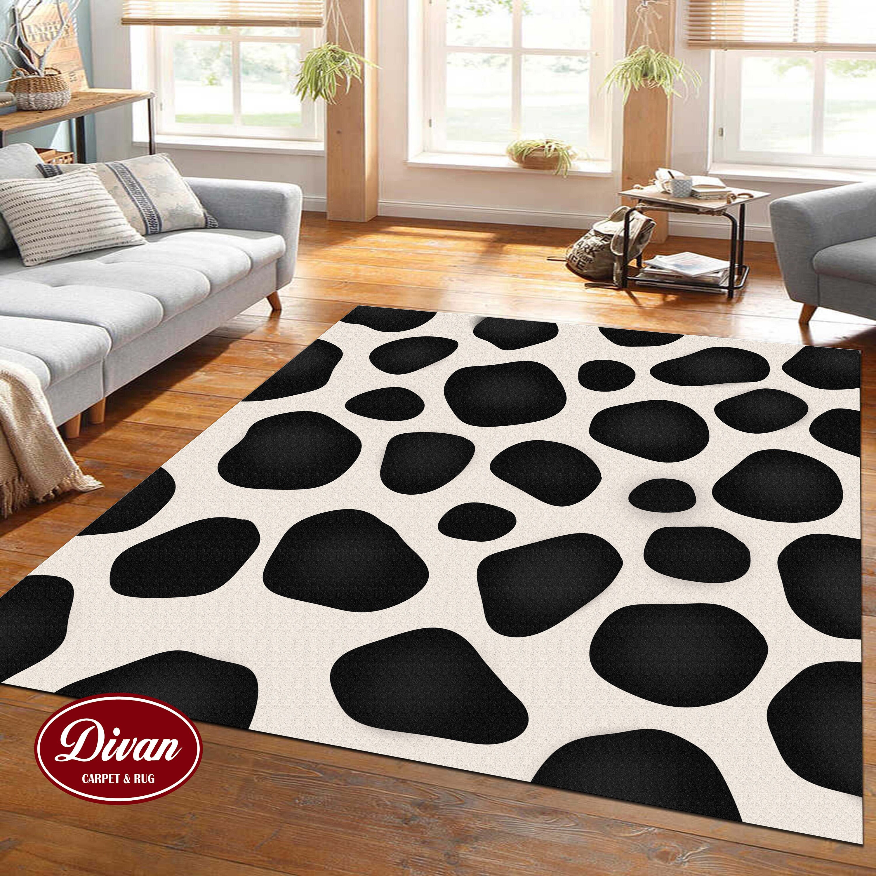 Cow Print Rug, Animal Print Area Rug, Cow Print Bedroom Rug, Cow Print ...