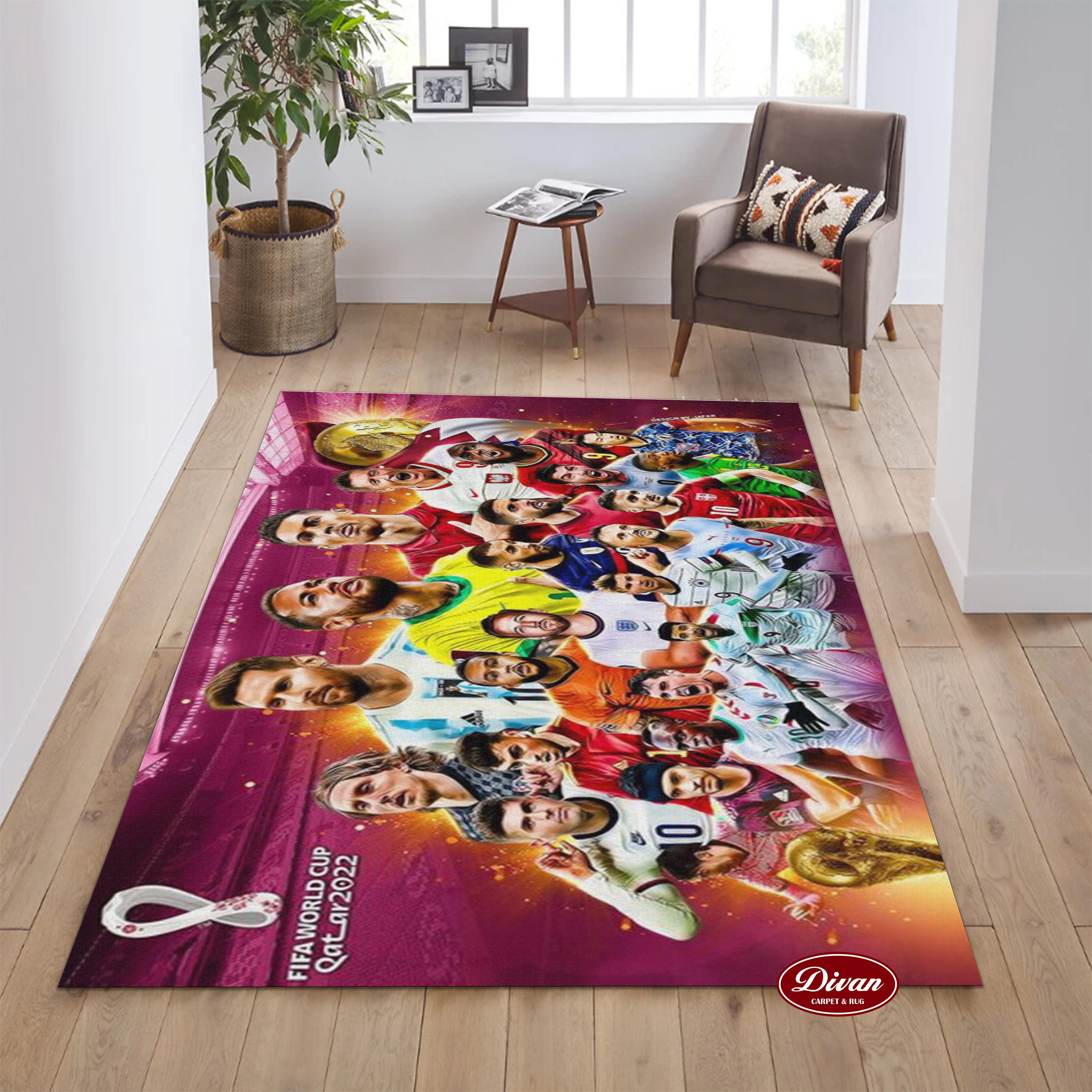 Football Rug, World Cup 2022, Football Design,messi Ronaldo Rug ...