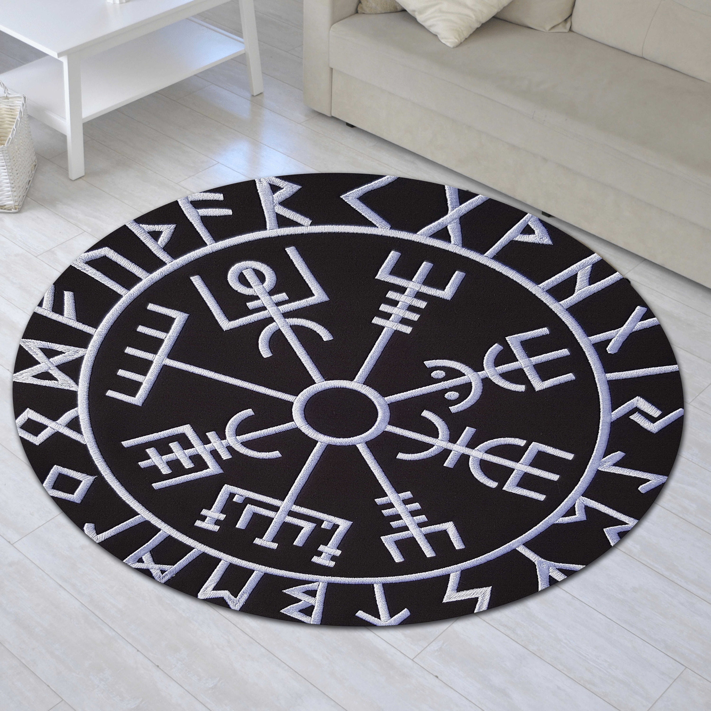 Helm of Awe Symbol Rug, Viking Compass Rug, Mythological Saga Carpet ...
