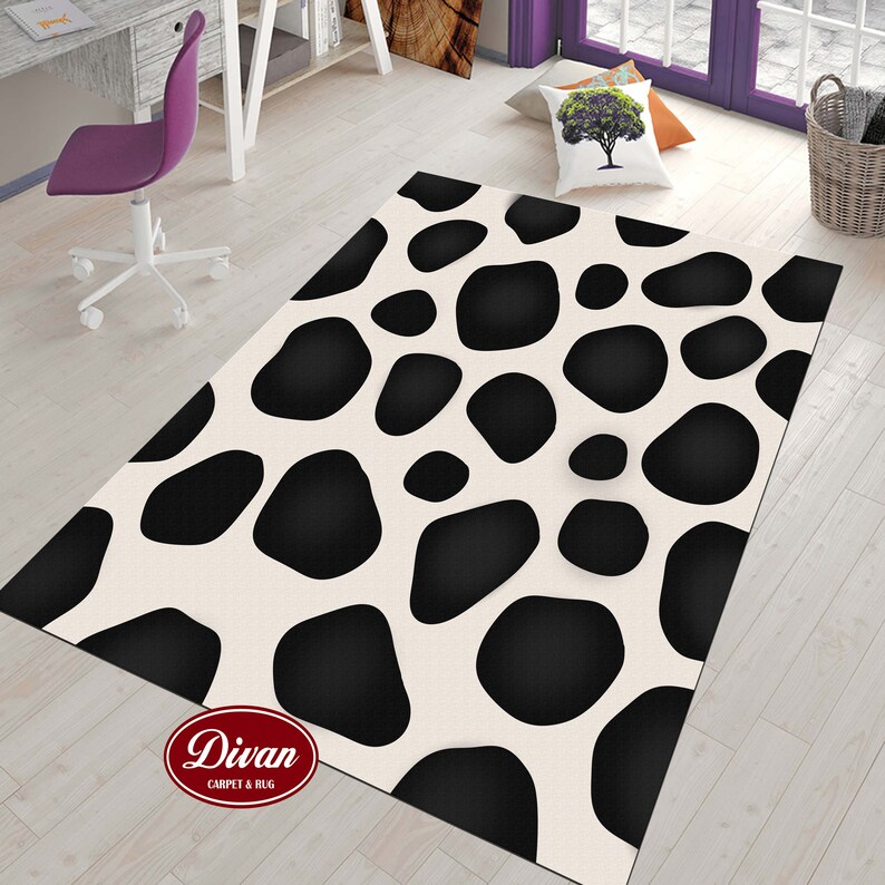 Cow Print Rug Animal Print Area Rug Cow Print Bedroom Rug - Etsy