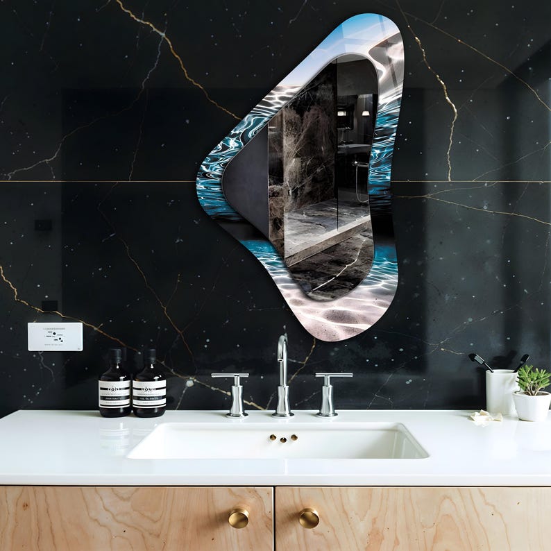 Ocean Colors Asymmetrical Mirror, Irregular Mirror, Mirror Wall Decor ...