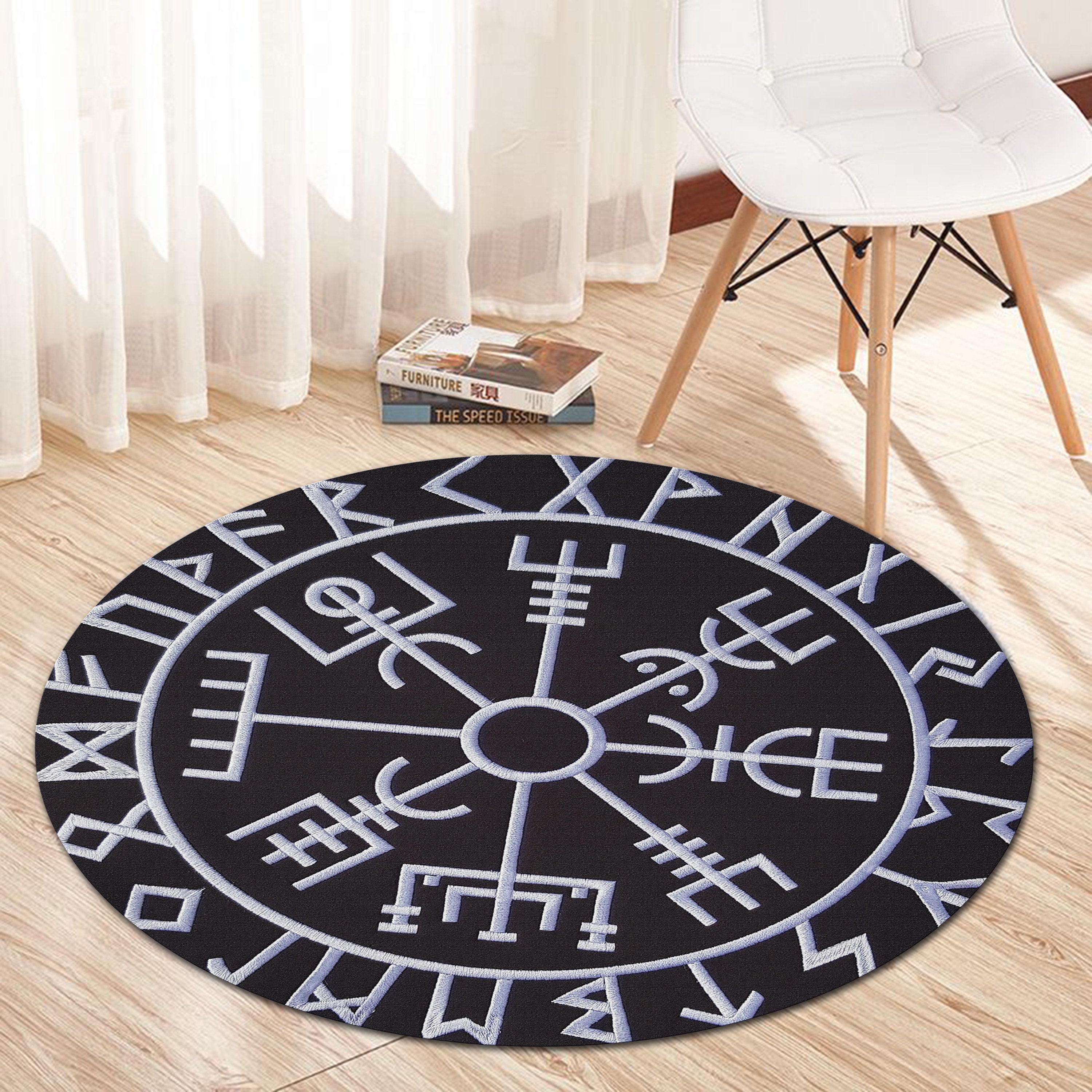 Helm of Awe Symbol Rug, Viking Compass Rug, Mythological Saga Carpet ...