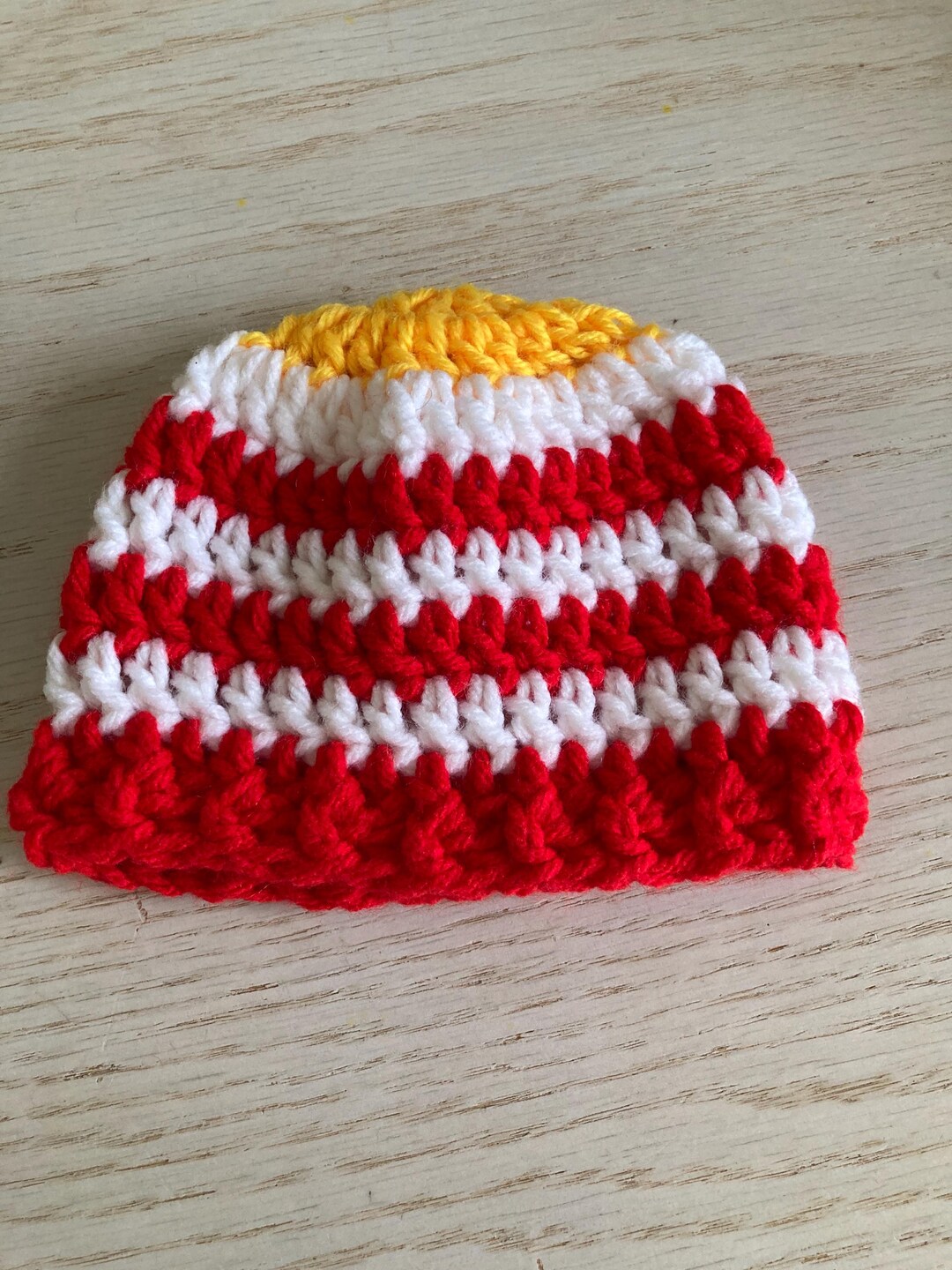 Newborn Baby Kansas City Chiefs Beanie Skullcap Hat Red White Stripes ...
