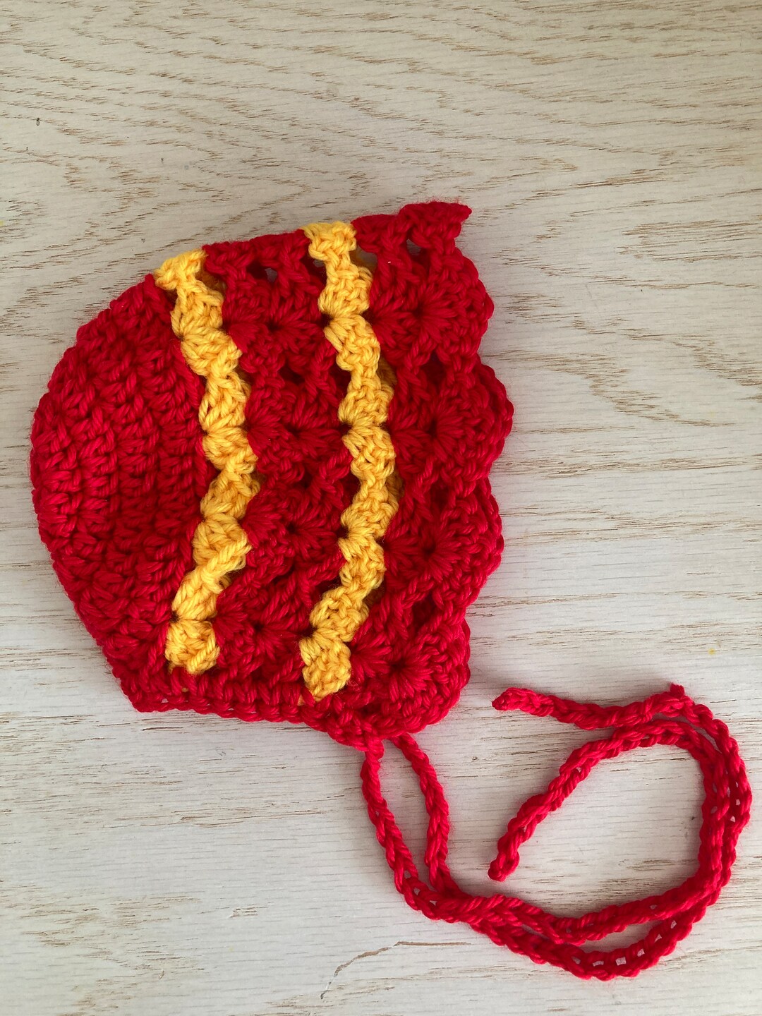 Baby Bonnet in Red and Gold Yarn Colors of Kansas City Chiefs Football ...