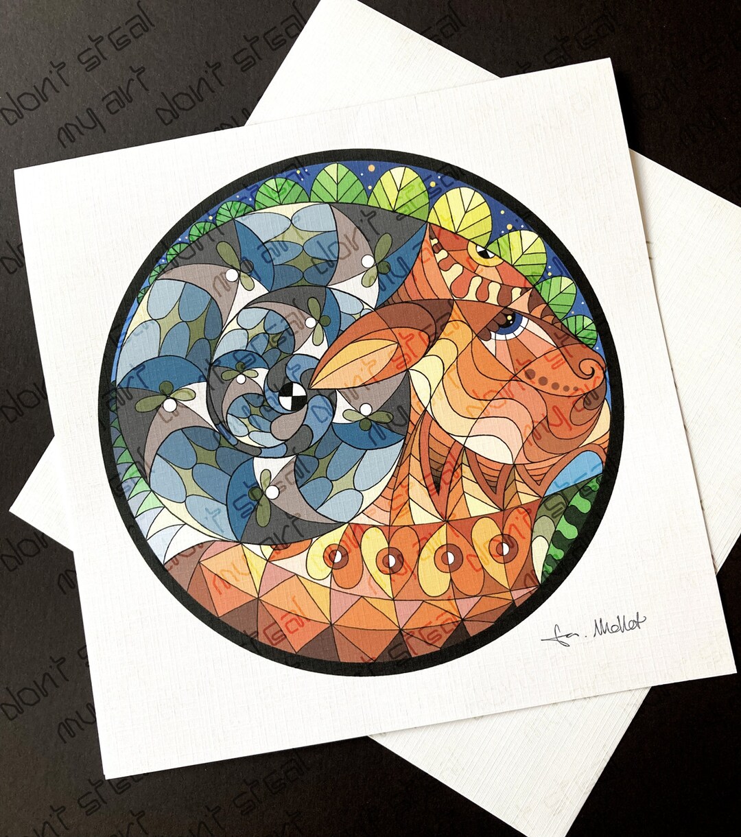 Card, ARIES, Zodiac, Fine Art, Frameable, Mandala, Pattern Design, Note ...
