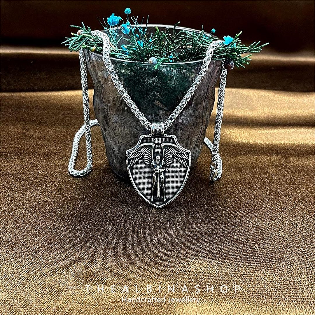 Saint Michael Cross Titanium Steel Pendant Necklace – Men's Religious ...
