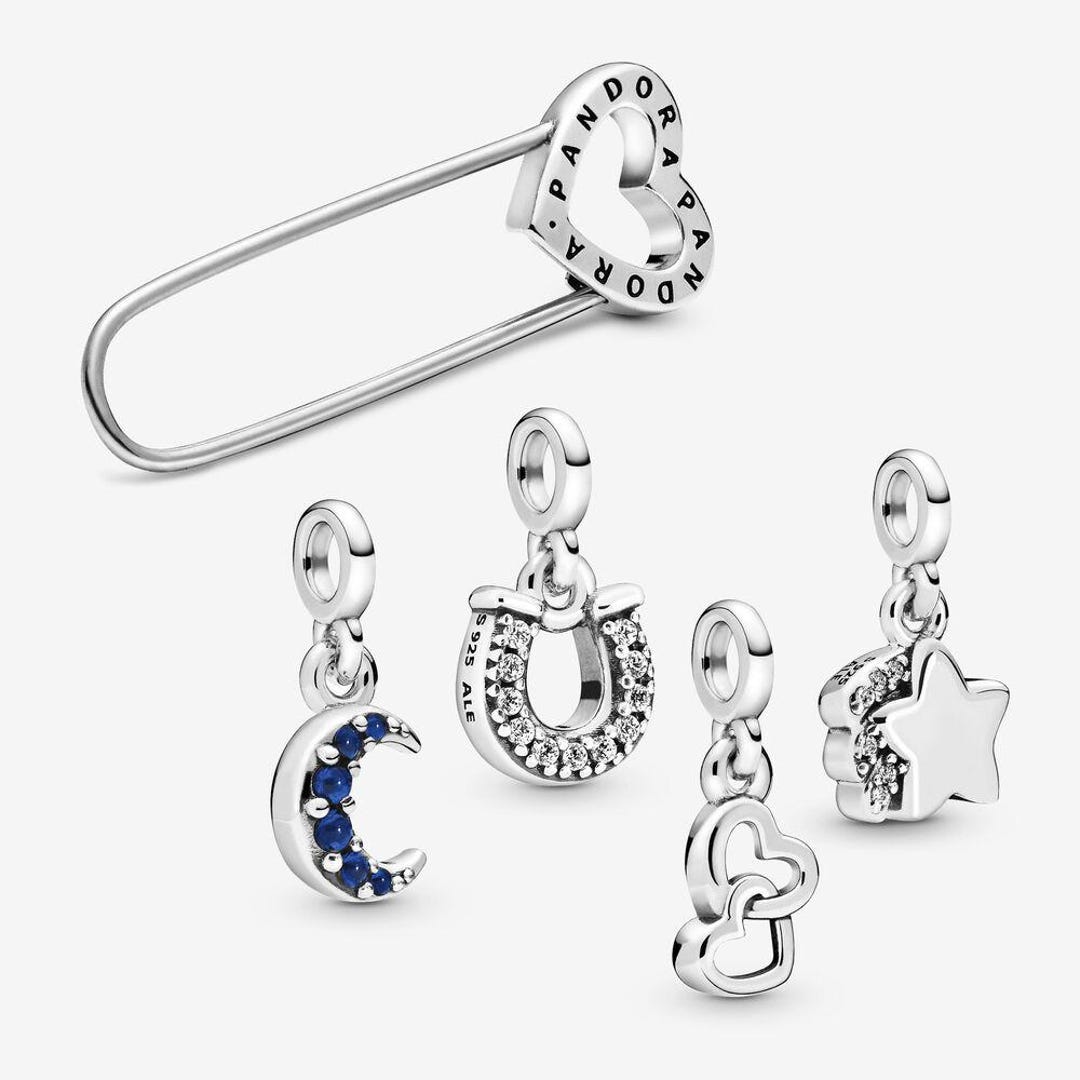 Pandora Me Safety Pin Brooch 4 Mini-charms Pendants - Etsy