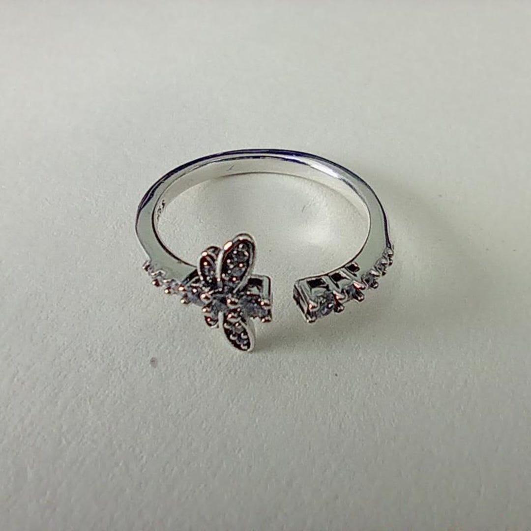 PANDORA 925 Silver Sparkling Dragonfly Open Ring - Etsy