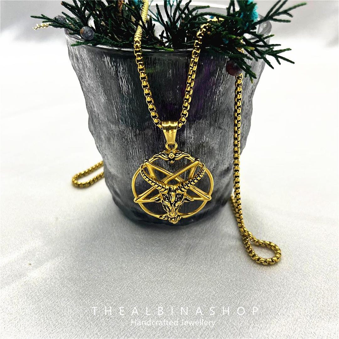 Vintage-style Satanic Goat Pentagram Titanium Steel Pendant Necklace - Etsy