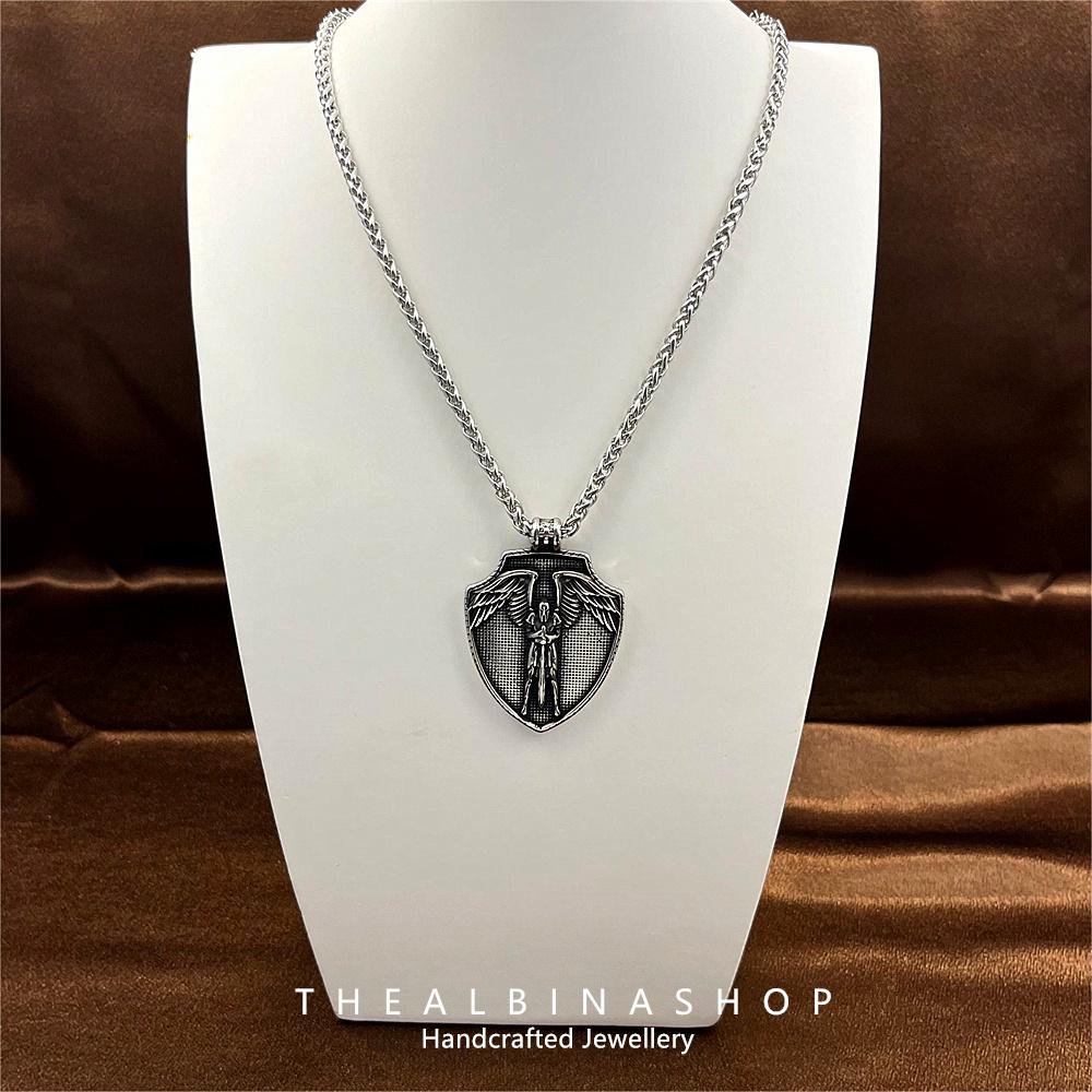 Saint Michael Cross Titanium Steel Pendant Necklace – Men's Religious ...