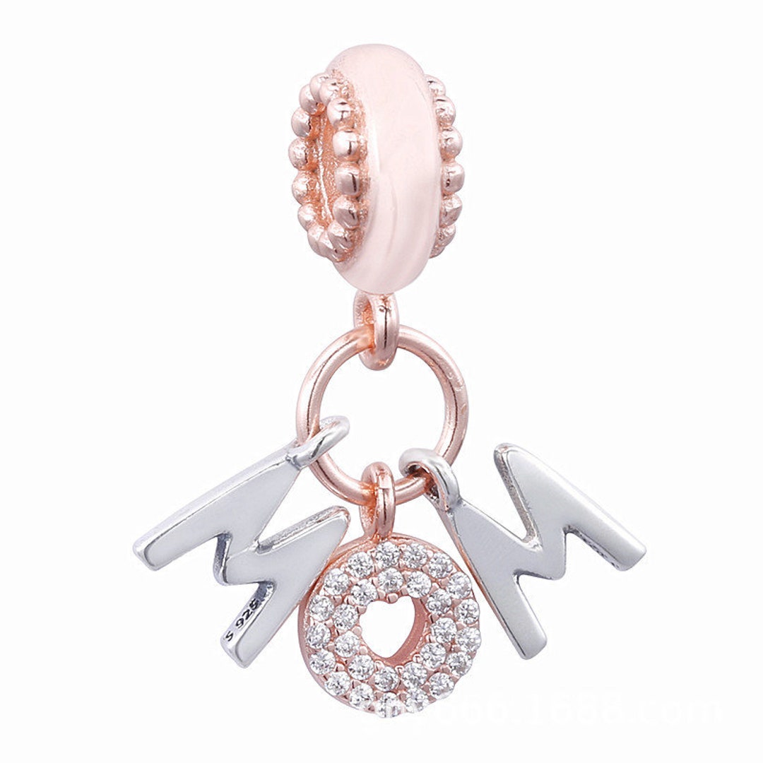 Silver & Rose Gold Mum Letters Pendant Charm - Etsy