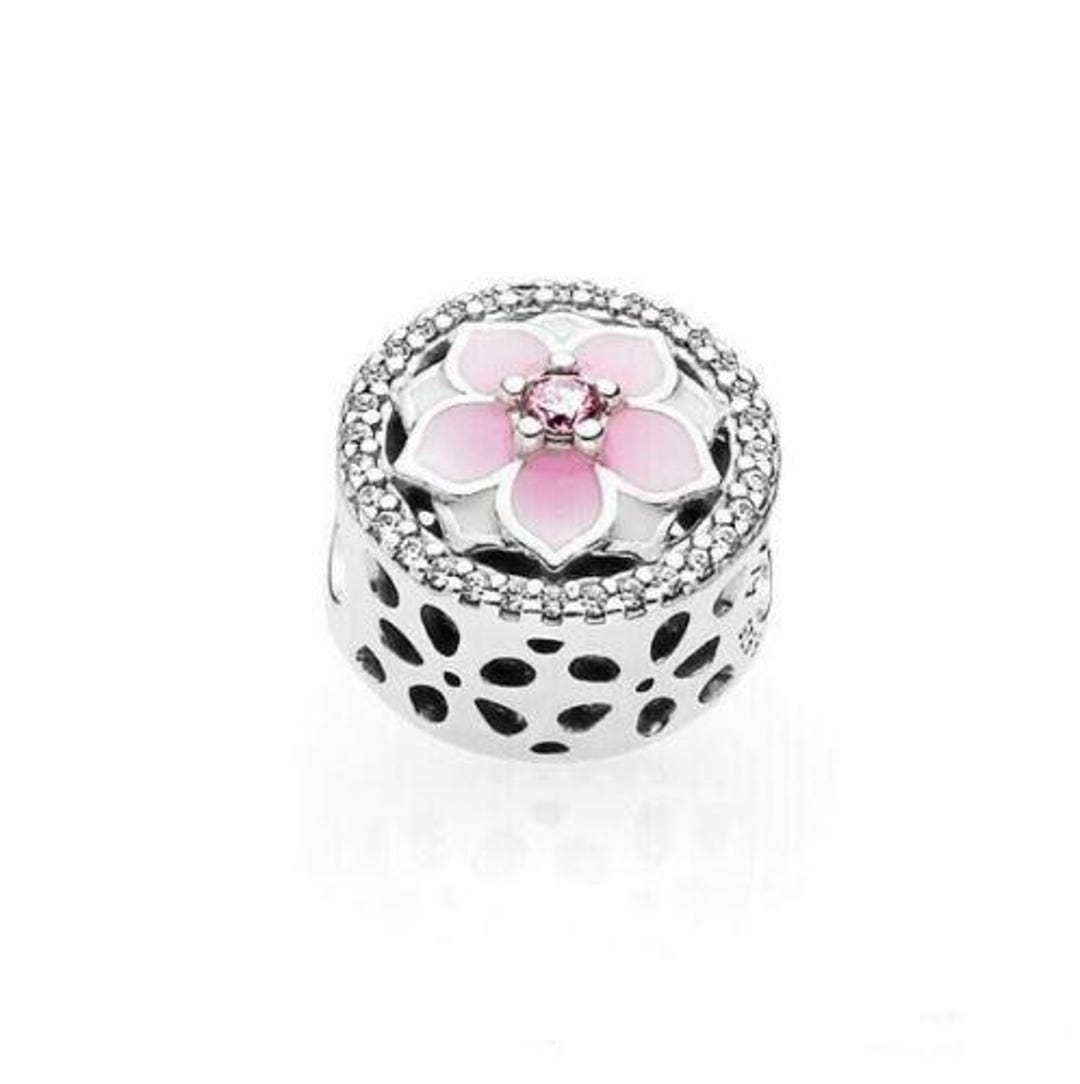 Pandora Charm CZ Magnolia Bloom Pale Cerise Enamel Pink CZ - Etsy