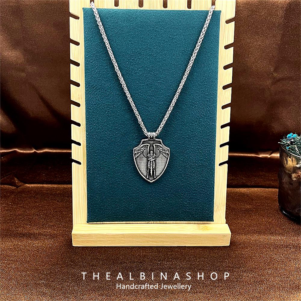 Saint Michael Cross Titanium Steel Pendant Necklace – Men's Religious ...