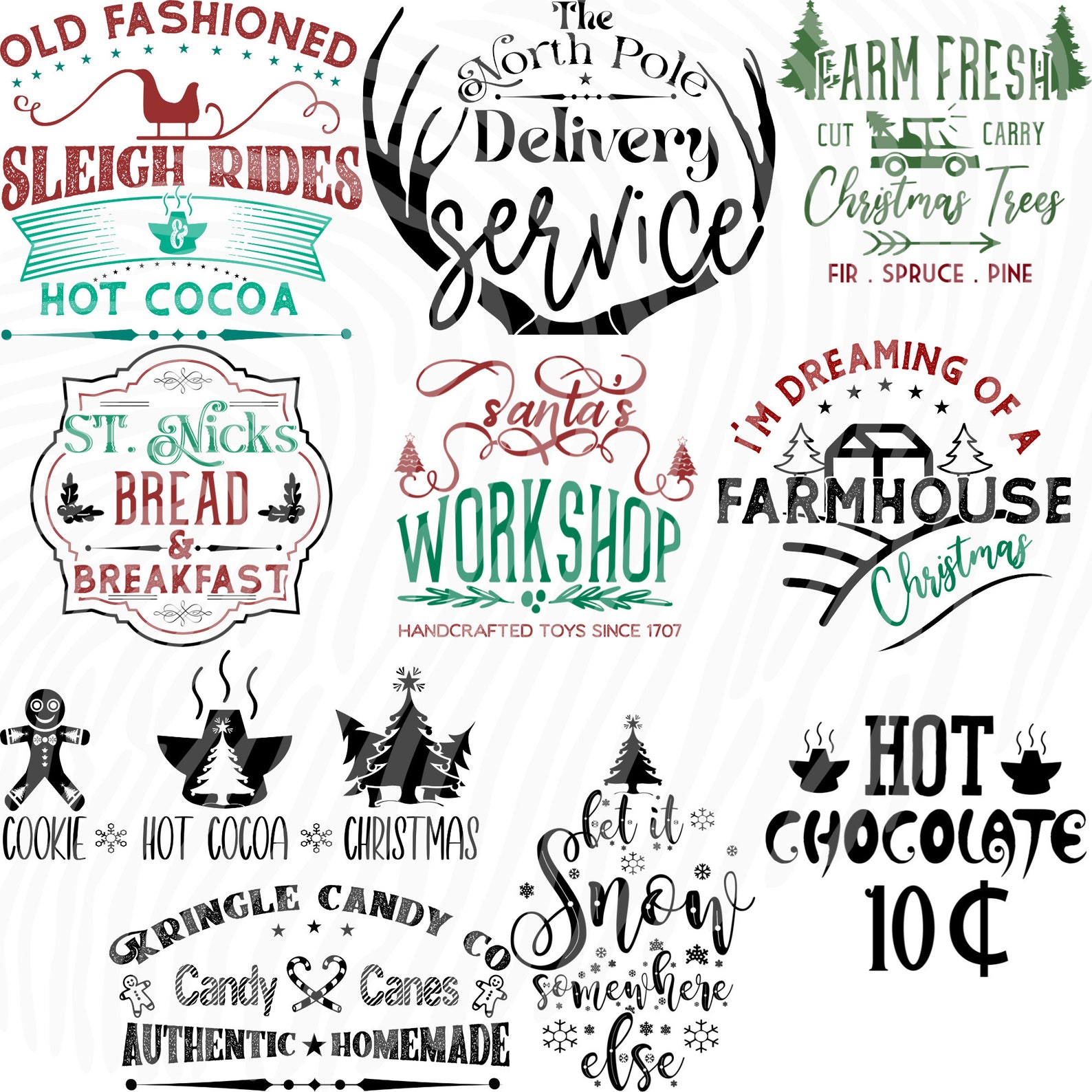 Christmas Bundle SVG 20 DESIGNS Farmhouse Christmas SVG - Etsy