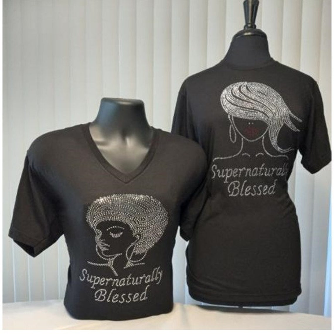Supernaturally Blessed T-shirts / Rhinestones Tshirts, Women Bling ...