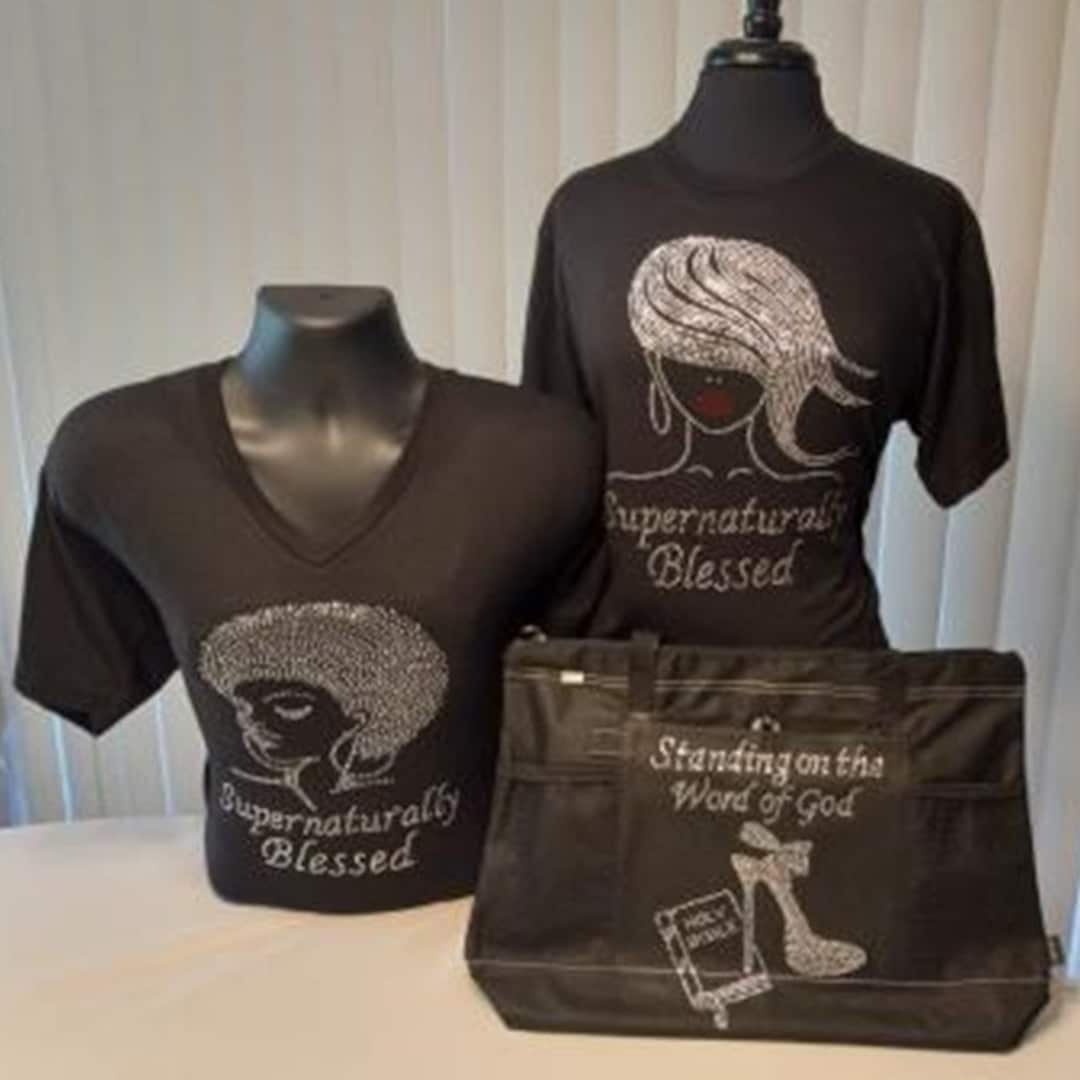 Supernaturally Blessed T-shirts / Rhinestones Tshirts, Women Bling ...