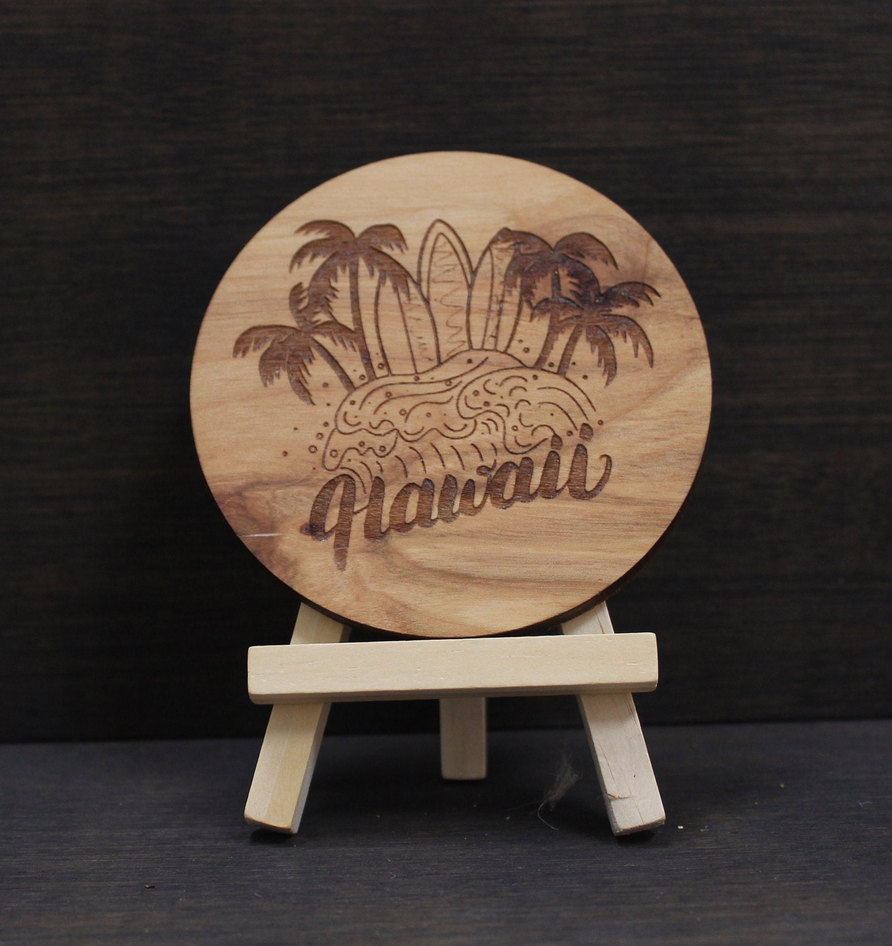Made in USA Four Hawaii Laser Cut Wood Coasters, Baltic Birch, Hawaiian ...