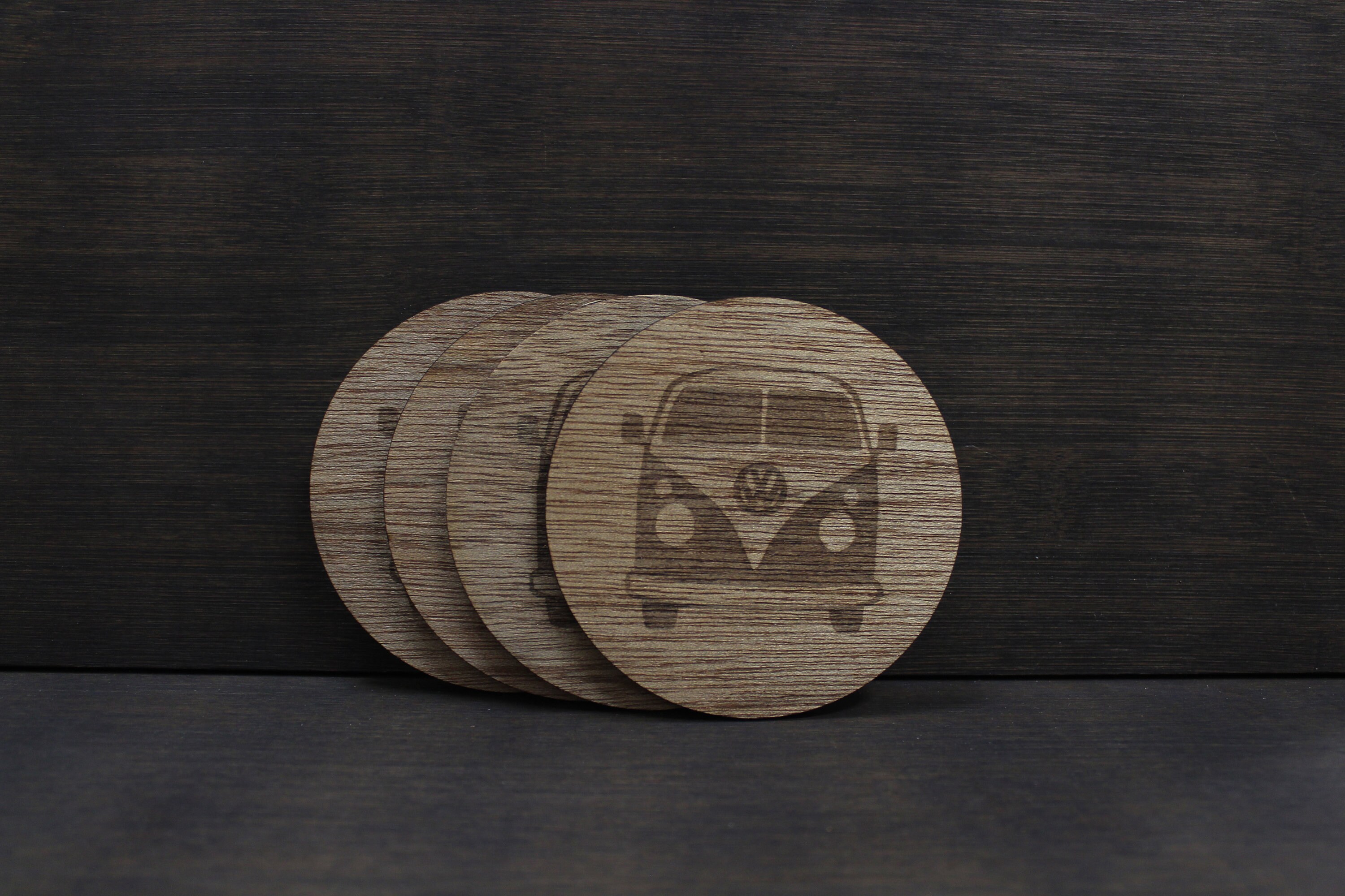 Made in USA Four VW Bus Laser Cut Wood Coasters Split Window Bus ...
