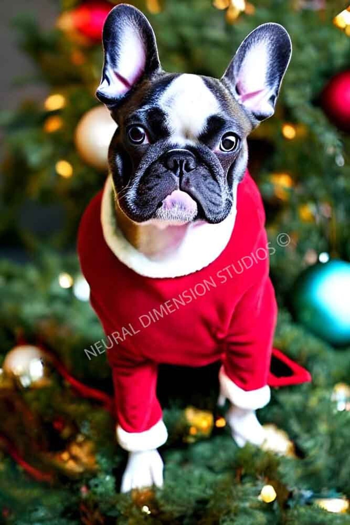 Cute Frenchie French Bulldog Sitting on Christmas Tree - Etsy