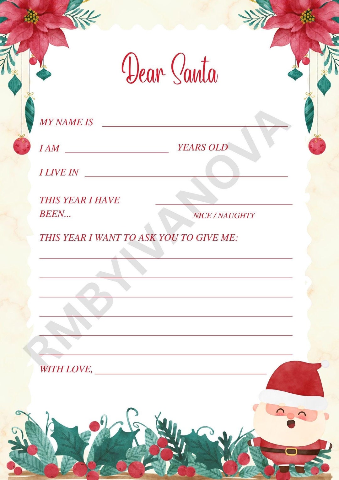 5 Printable Letters to Santa- Christmas Activities- Digital Product - Etsy
