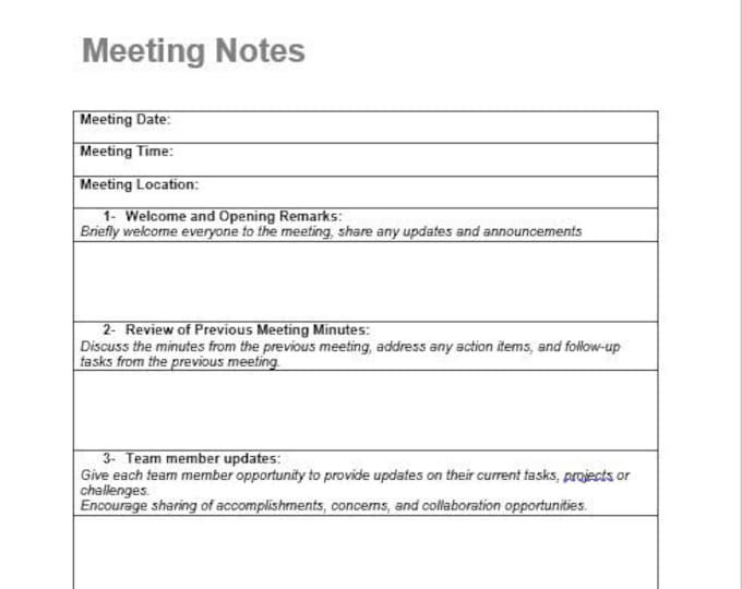 Editable Printable Meeting Notes I Minutes of Meeting Meeting Agenda I ...