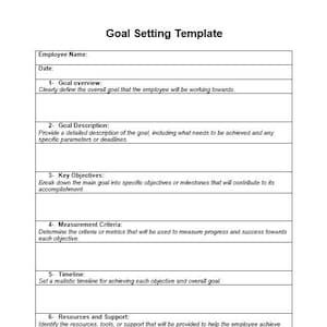 Goal Setting Template Planner for Manager Employee or Self I Word Doc ...