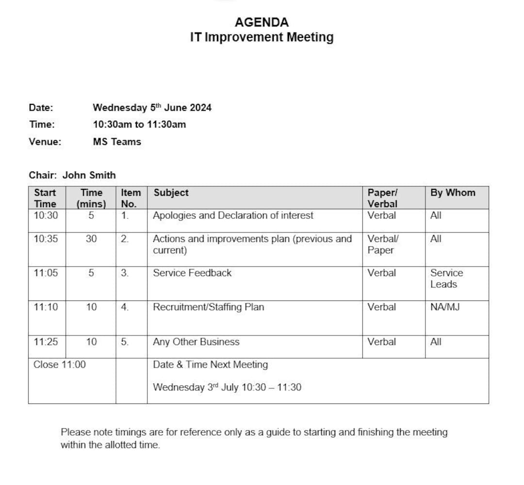 Minimalist Meeting Agenda Template, Simple Layout, Easily Customizable ...