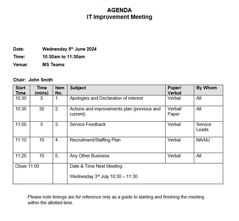 Minimalist Meeting Agenda Template, Simple Layout, Easily Customizable ...