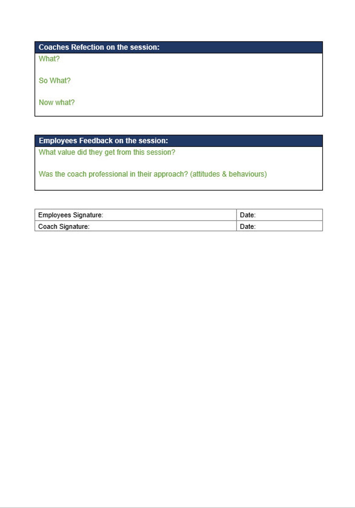 Employee Coaching Template: Coaching Plan Worksheet | Mentor, Manager ...