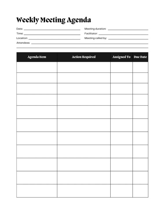 Weekly Meeting Agenda Template
