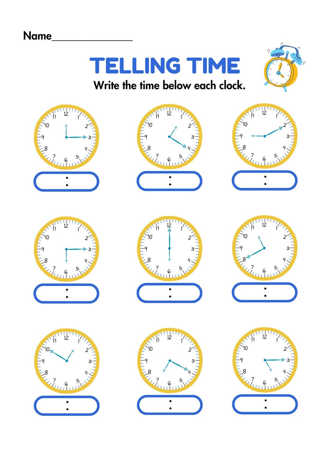 Telling Time Clocks Math Worksheet, Homeschool Learning Resources, PDF ...