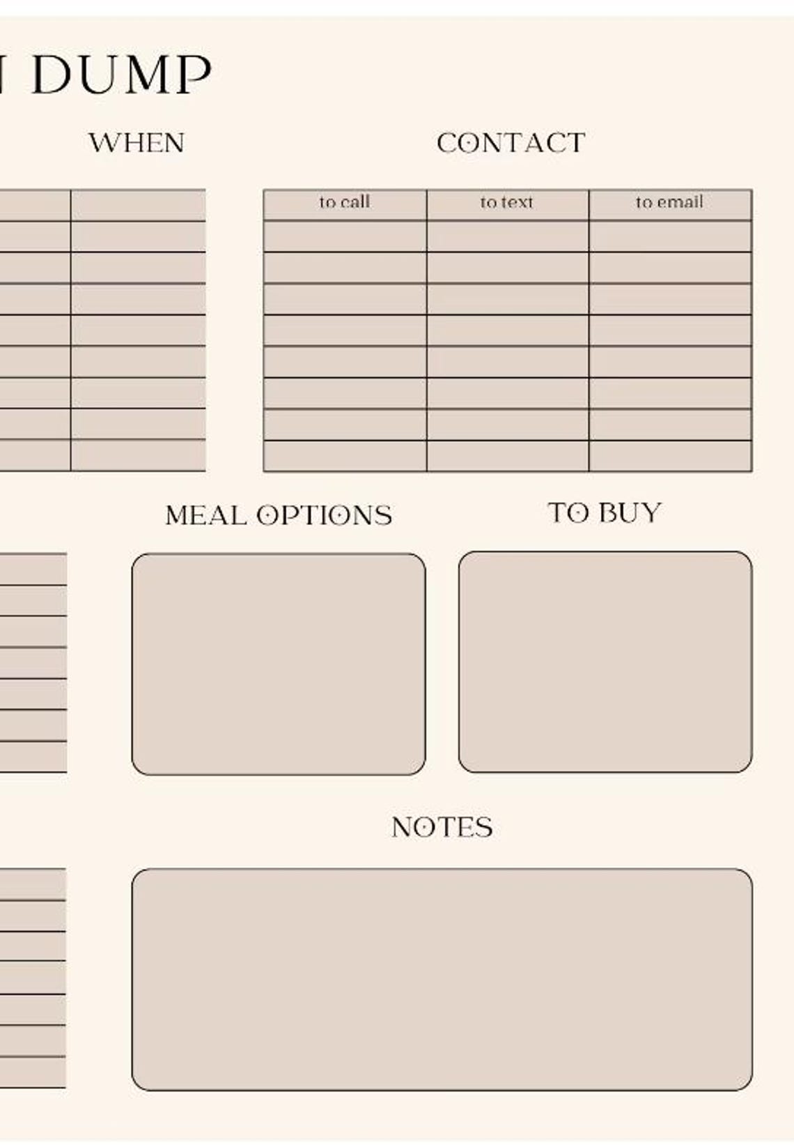 Digital Brain Dump Template, Notetaking App or Printable, Organization ...