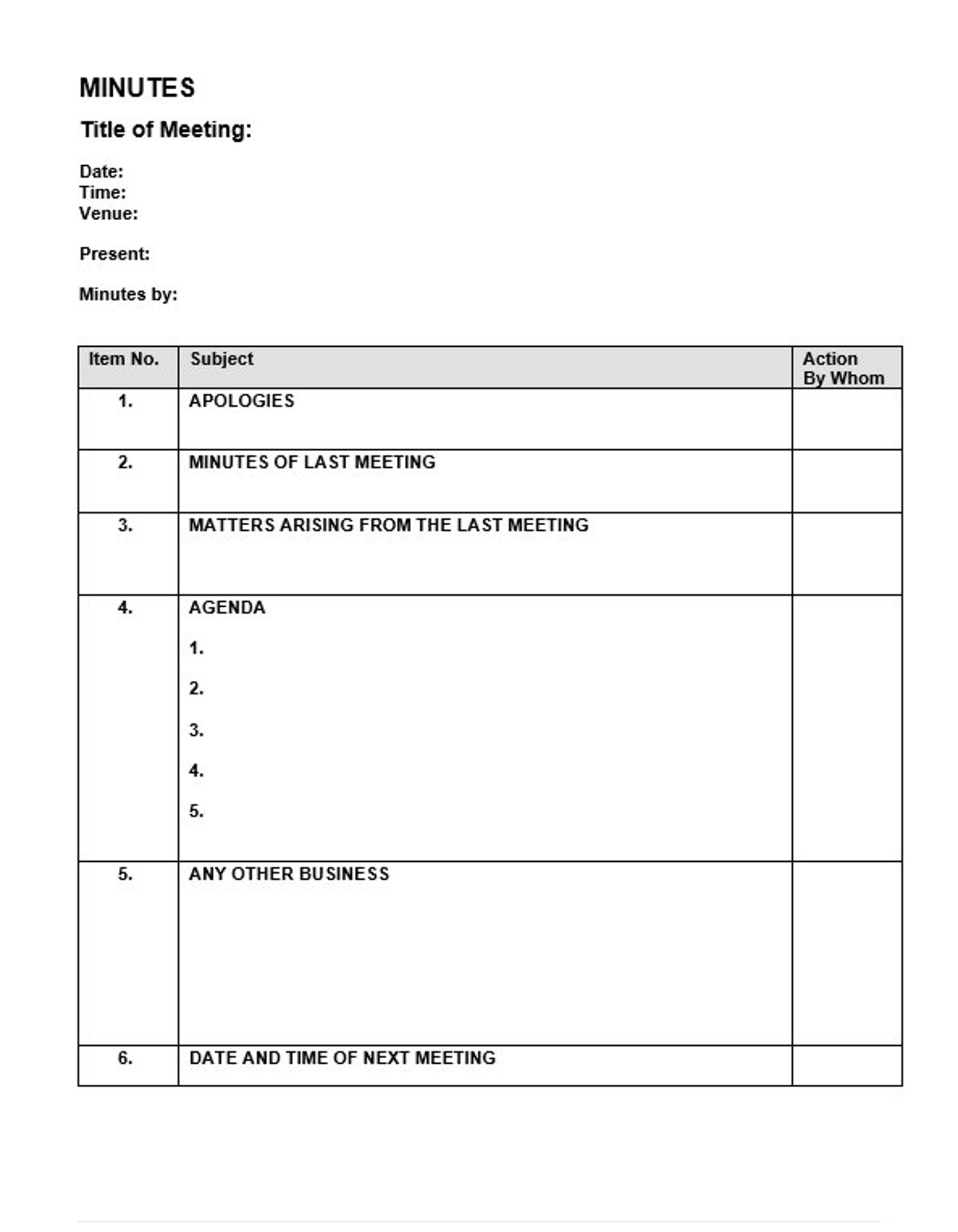 Meeting Minutes Taking Template Planner I Editable Word I Planners for ...