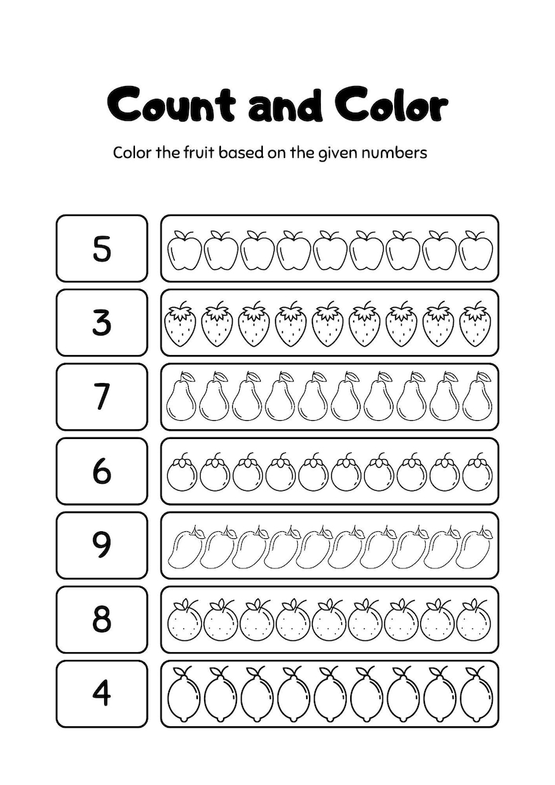 Mathematics Count and Color Worksheet Children Learning Teaching ...