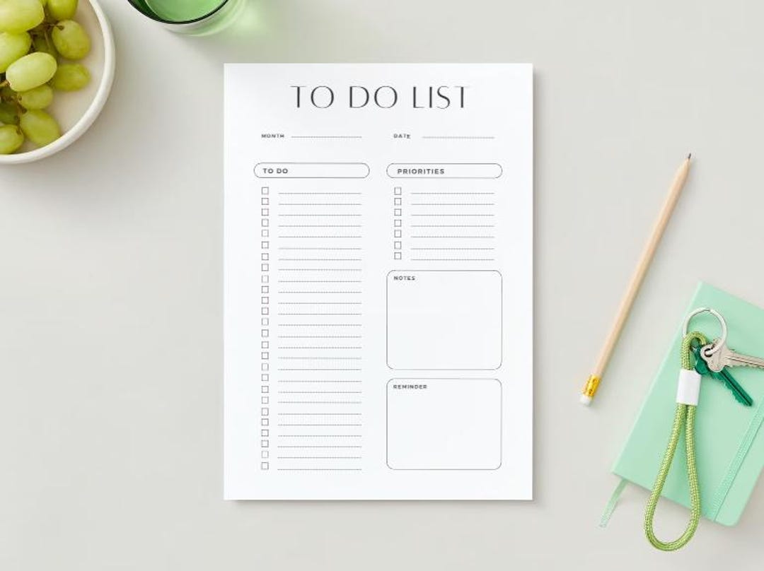Minimal to Do List Printable | Office, Student, Work From Home | Simple ...