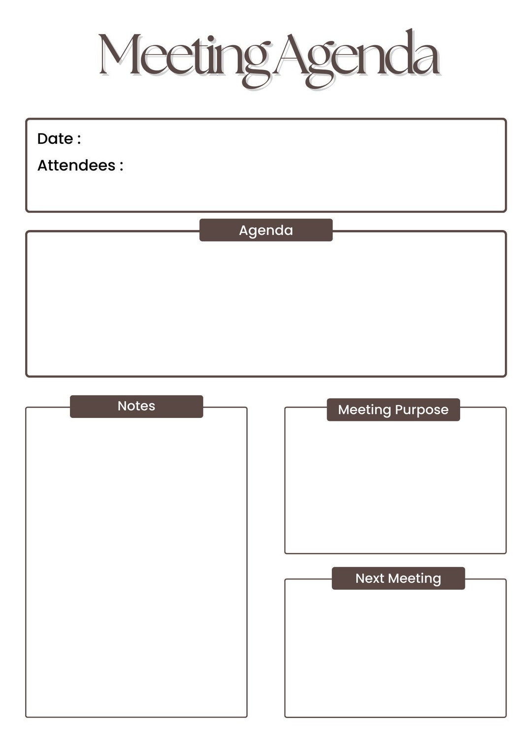 Meeting Agenda I Meeting Minutes Taking Template Planner I Planners for ...