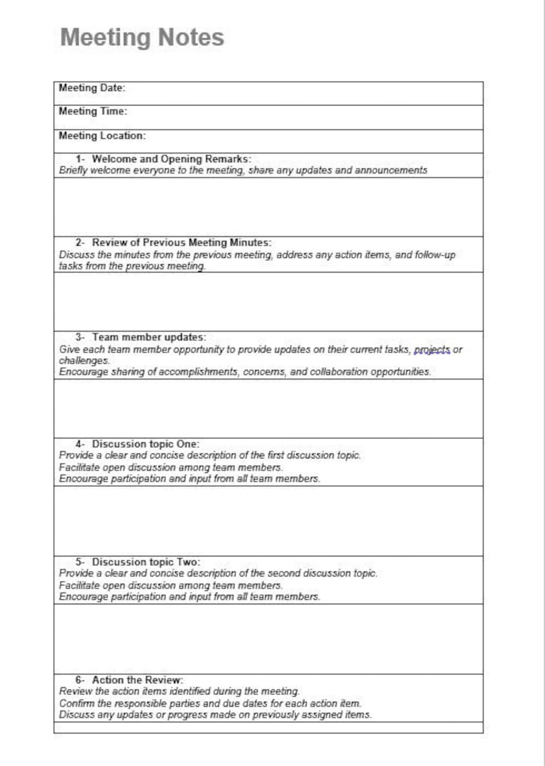 Editable Printable Meeting Notes I Minutes of Meeting Meeting Agenda I ...