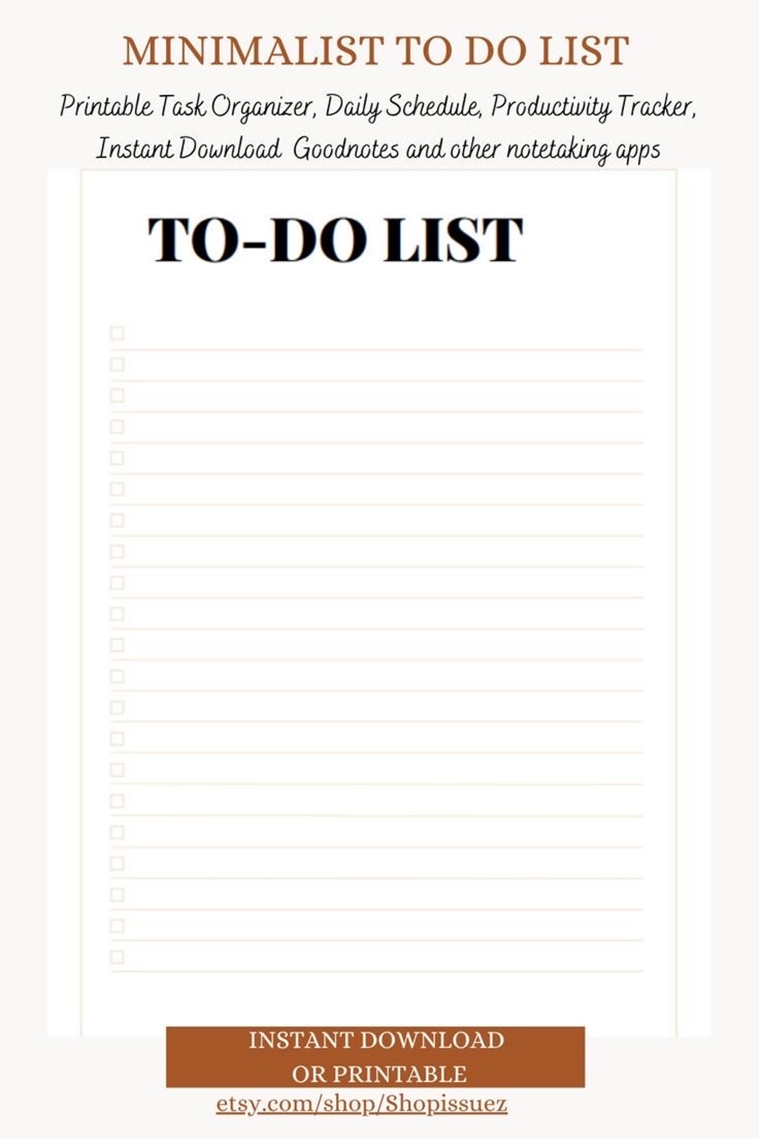 Minimalist To-do List, Printable Organizer, Daily Schedule ...