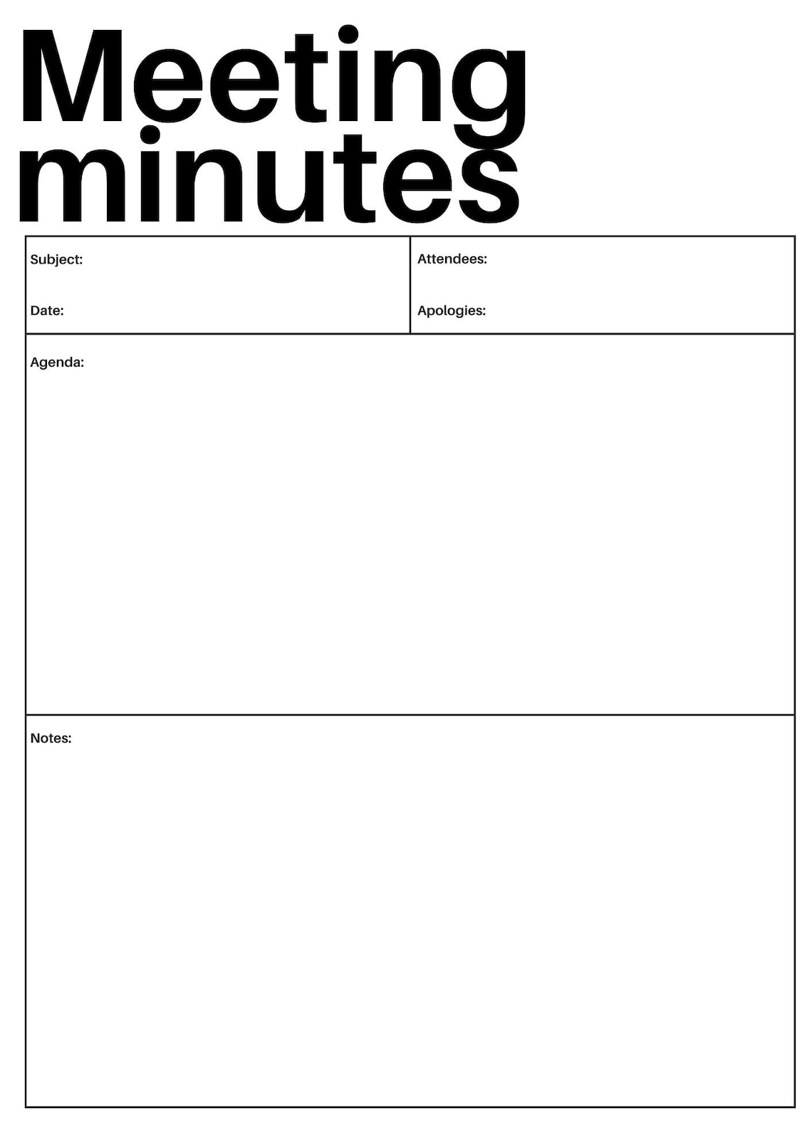 2 Printable Meeting Minutes Template, Professional Business Document ...