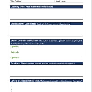 Employee Coaching Template: Coaching Plan Worksheet | Mentor, Manager ...