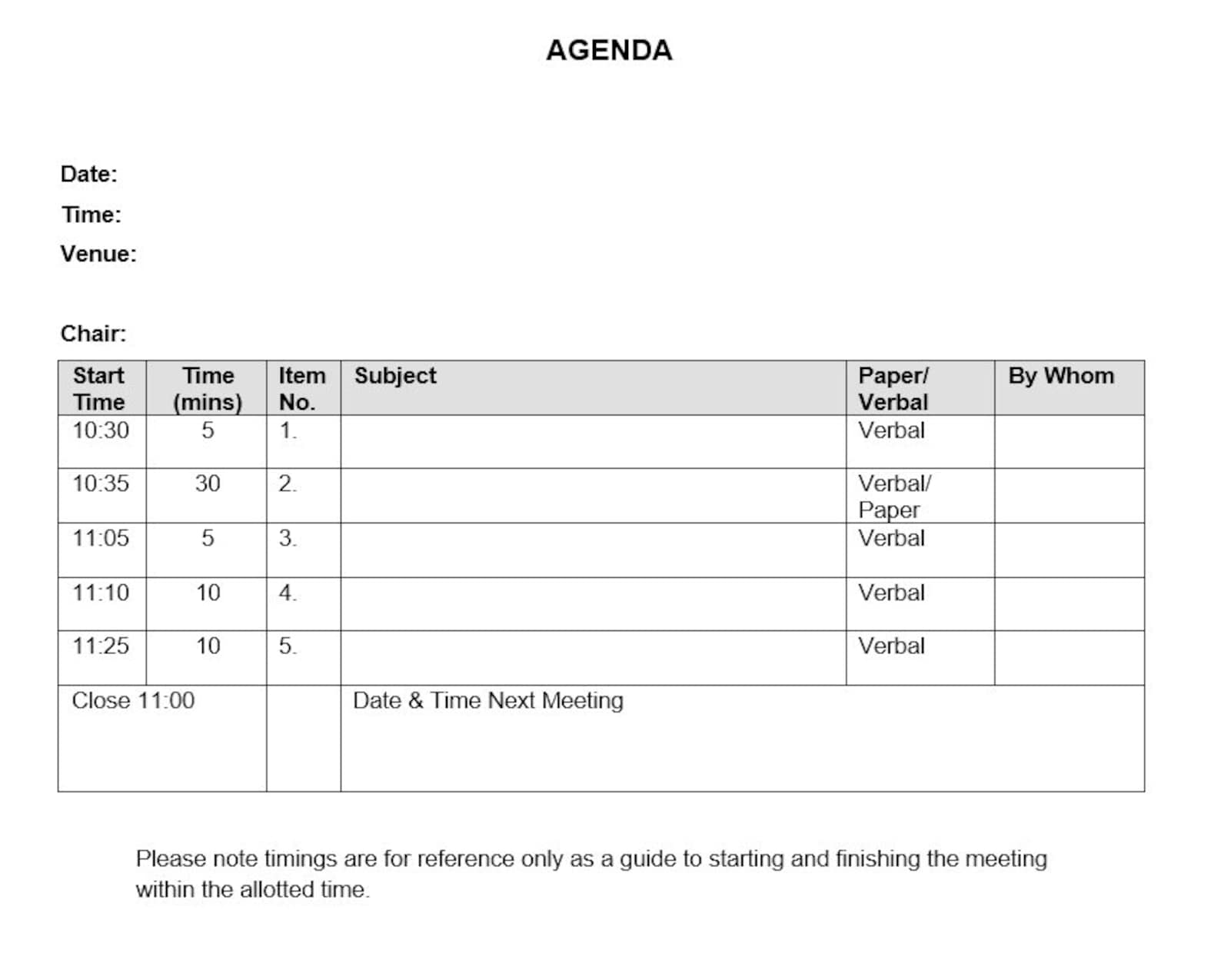 Minimalist Meeting Agenda Template, Simple Layout, Easily Customizable ...