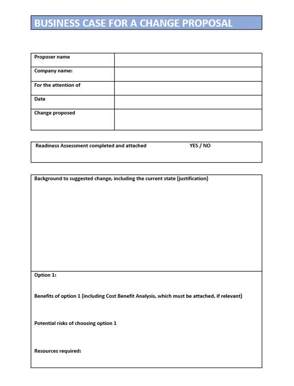 Change Proposal Digital Template, Editable Business Document ...