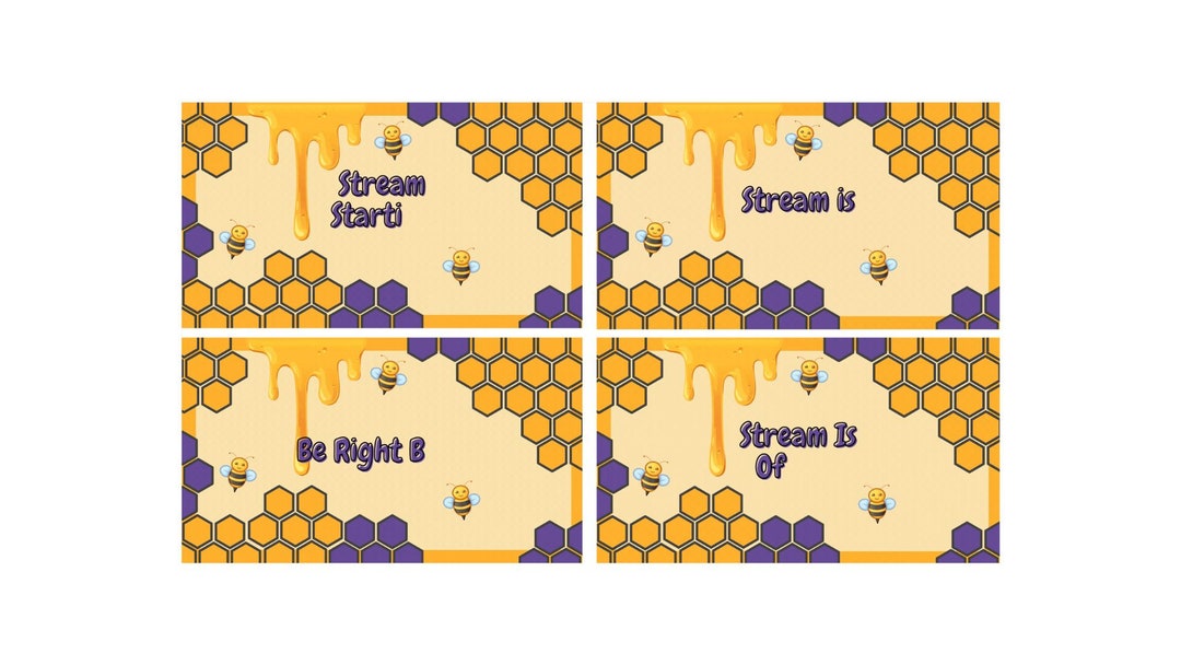 Honey Bee Animated Stream Overlay Screens Pack of 4 - Etsy