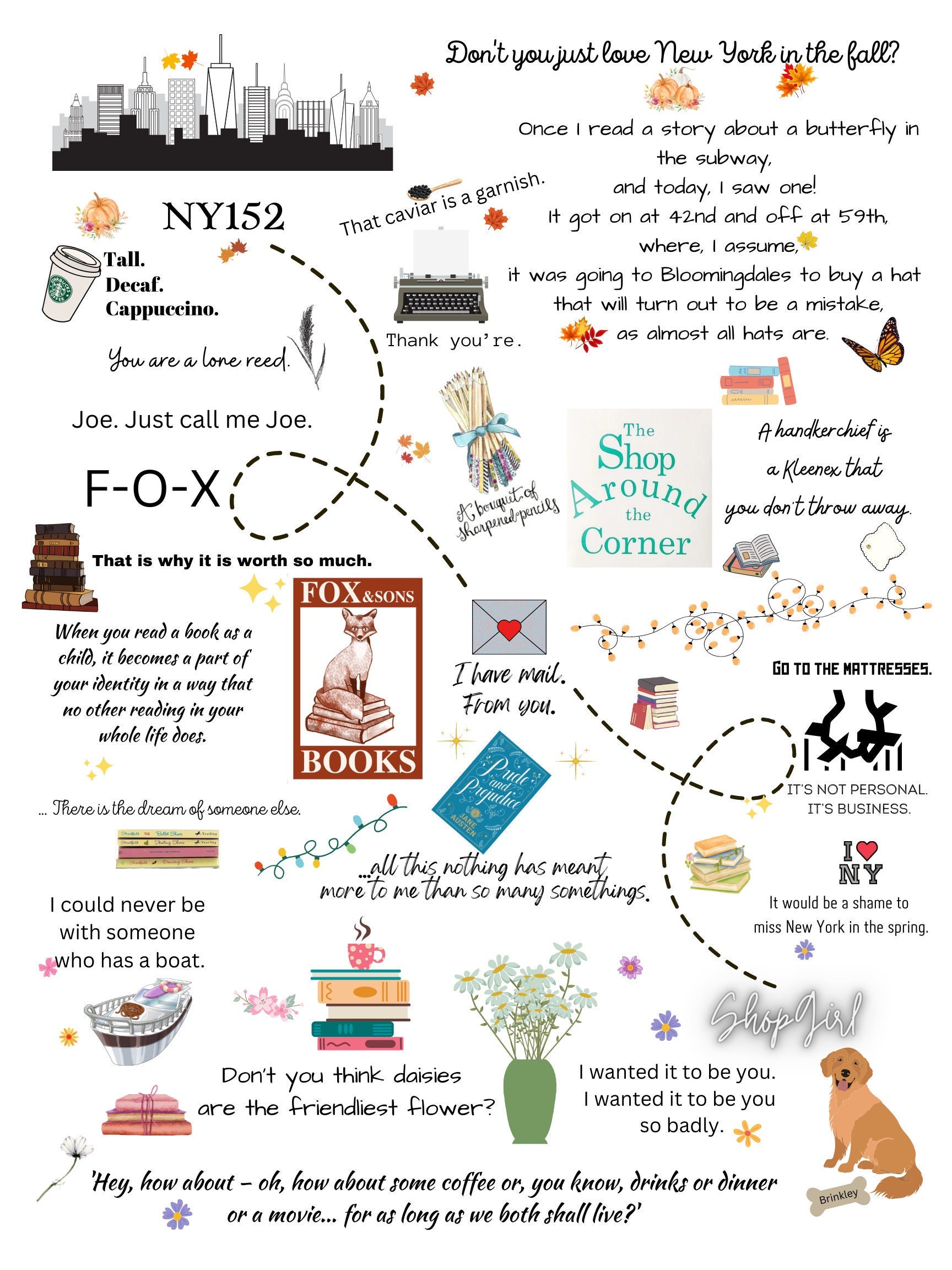 You've Got Mail Poster, New York City Poster, You've Got Mail Quotes ...