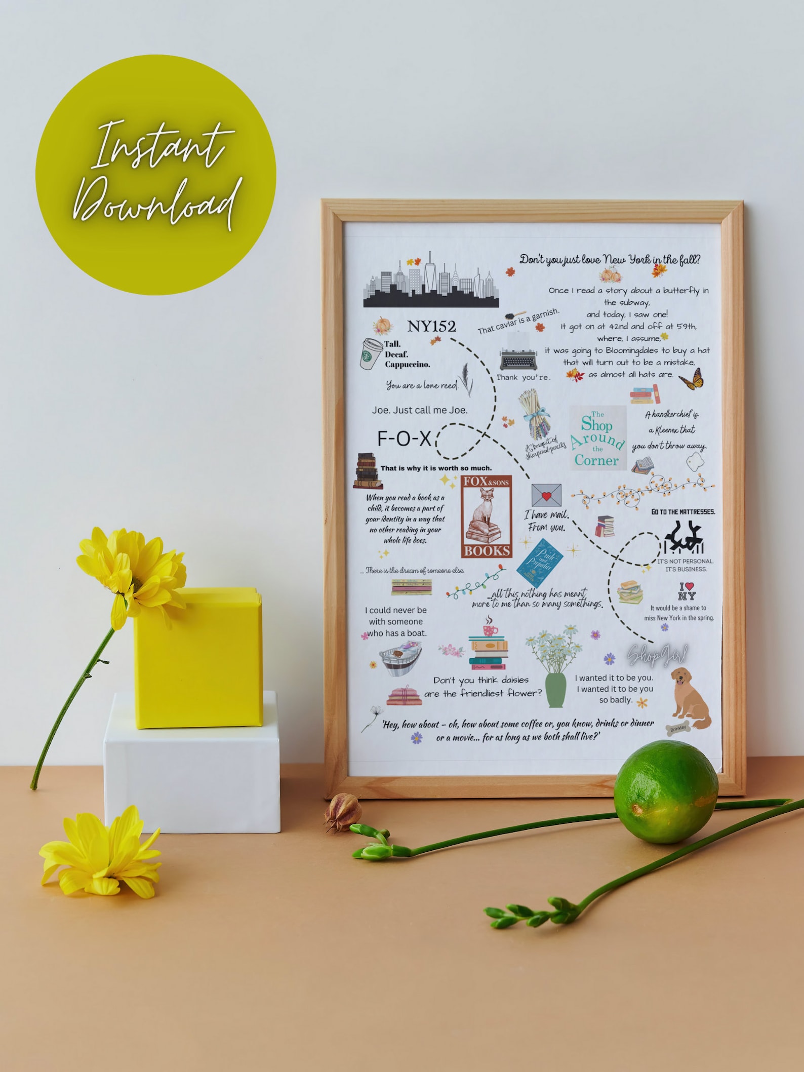 You've Got Mail Poster, New York City Poster, You've Got Mail Quotes ...