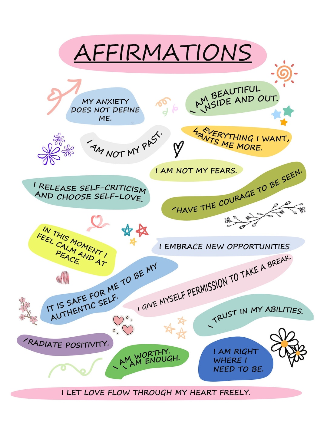 Affirmations Poster, Positive Affirmations, Printable - Etsy
