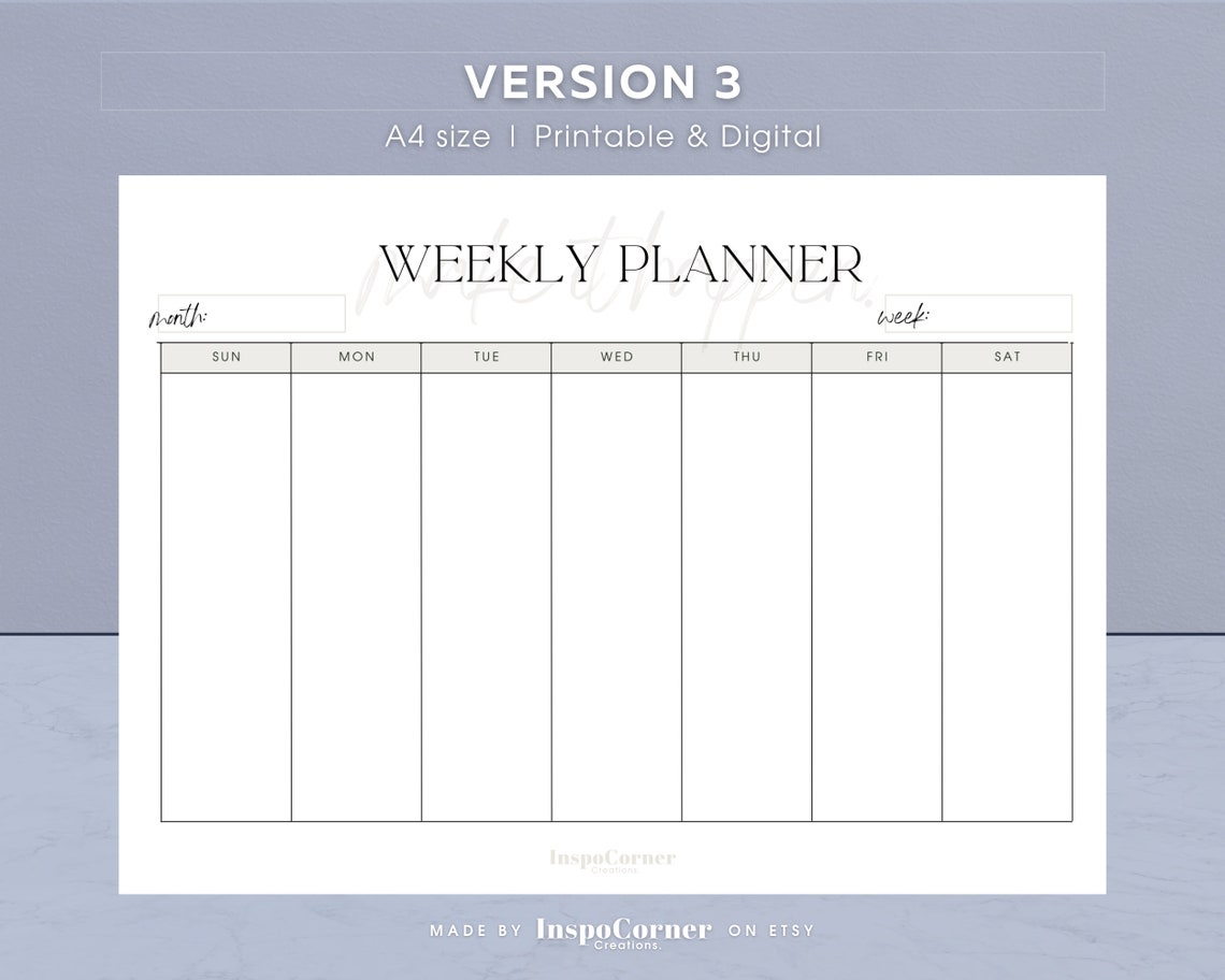 Weekly Planner Printable, Fillable Planner, to Do List, Minimal Desk ...